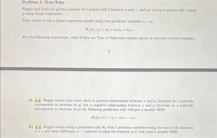 Solved Reggie and Rssie are given a dataset of n points with | Chegg.com