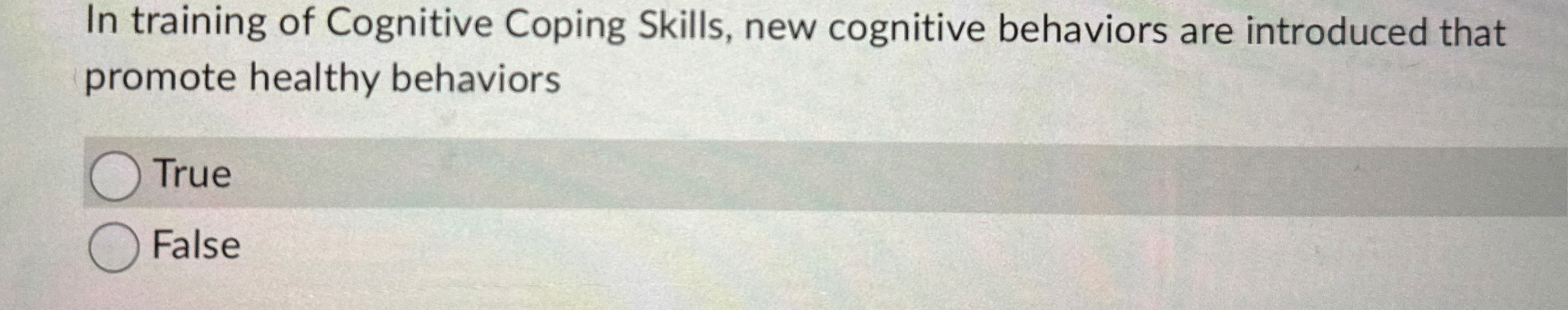 Solved In training of Cognitive Coping Skills, new cognitive | Chegg.com
