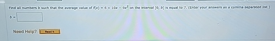 Solved Find all numbers b ﻿such that the average value of | Chegg.com