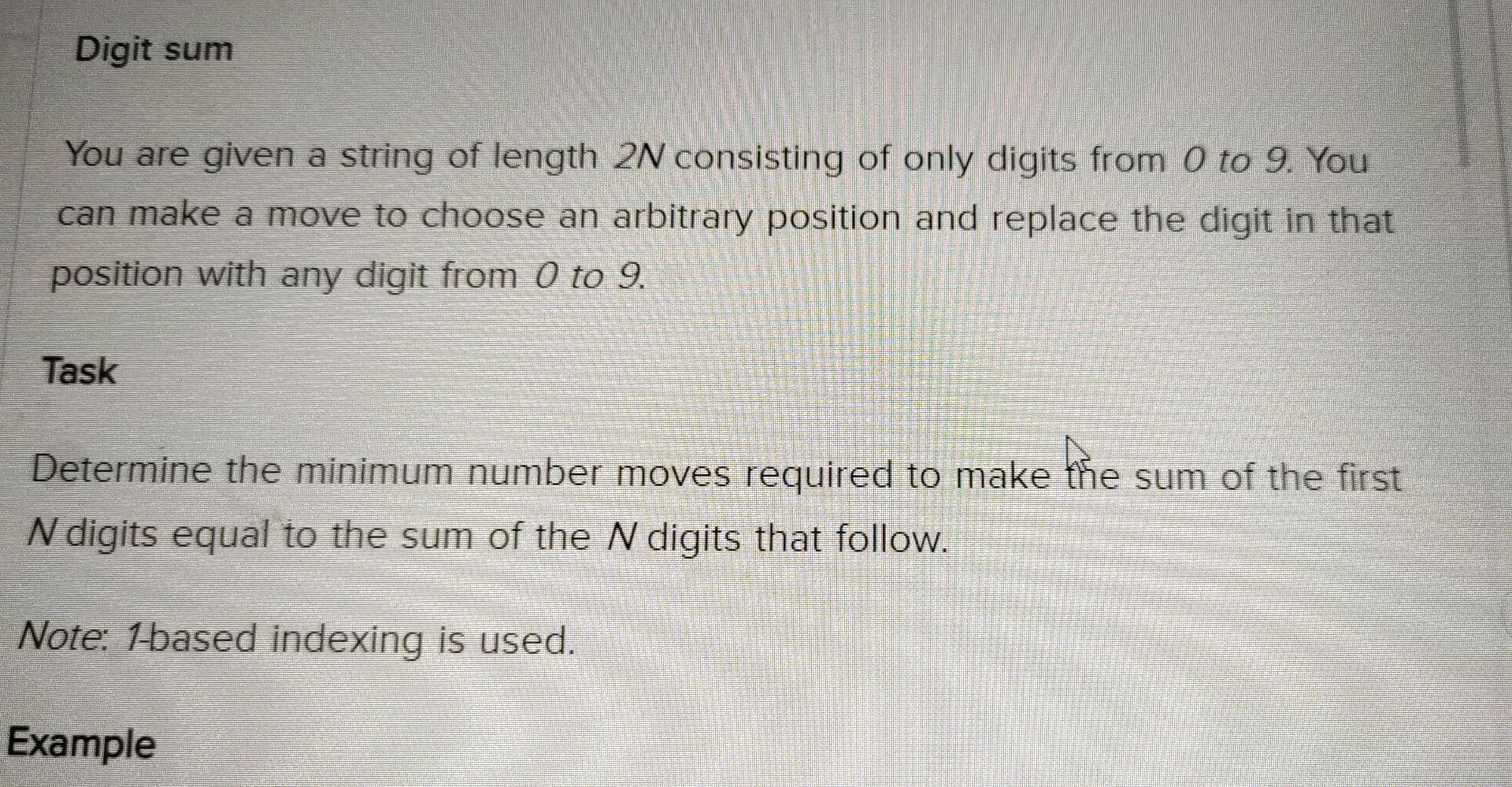 Solved Digit Sum You Are Given A String Of Length 2n