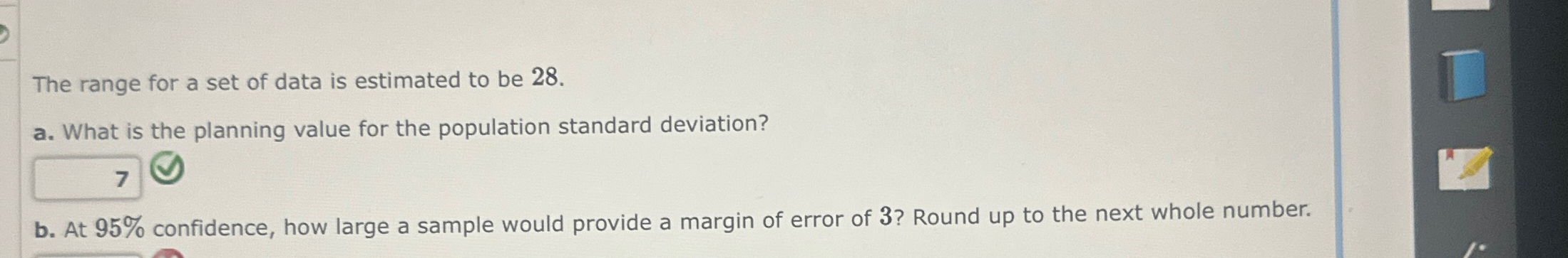 Solved The range for a set of data is estimated to be 28 . | Chegg.com