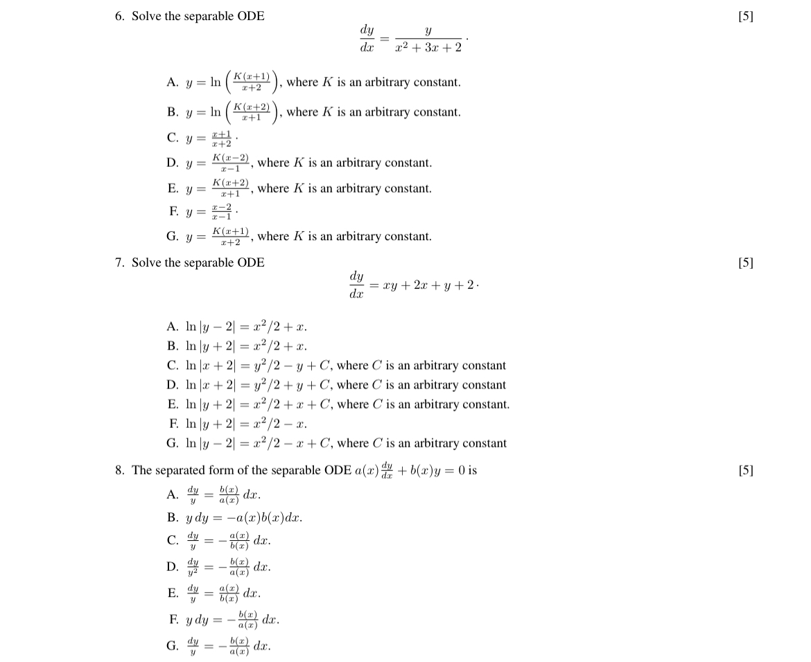 Solved Solve the separable | Chegg.com