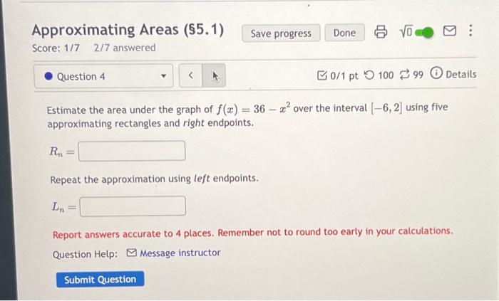 Solved Approximating Areas (\§5.1) Due Thursday by 11:59pm | Chegg.com