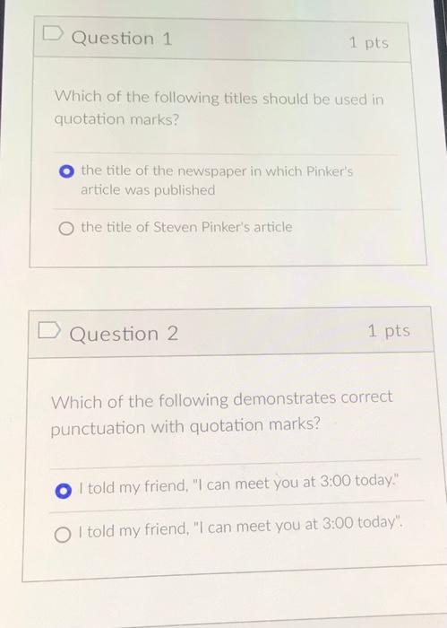 Solved D Question 1 1 pts Which of the following titles | Chegg.com