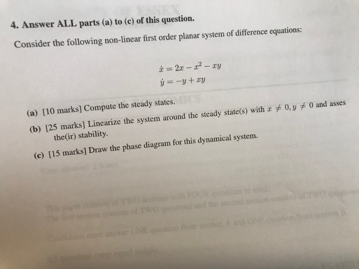 Solved Consider the following non-linear first order planar | Chegg.com
