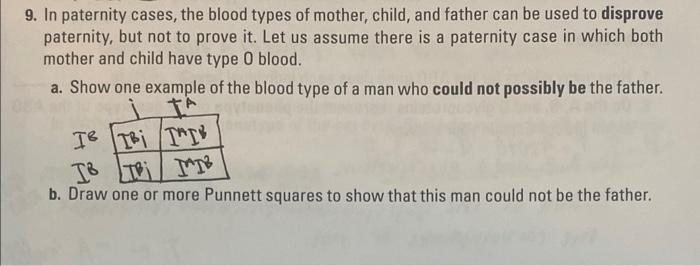 Solved 9. In paternity cases, the blood types of mother, | Chegg.com