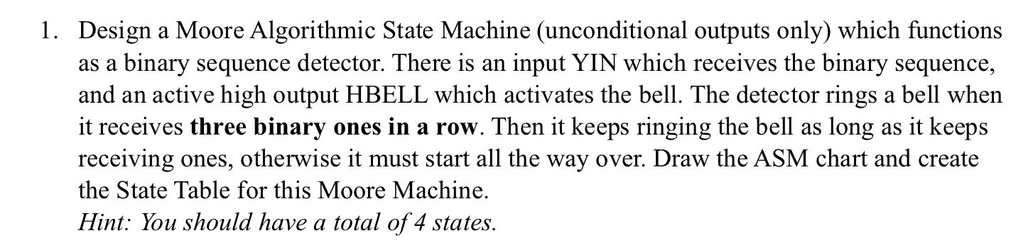 Solved Design a Moore Algorithmic State Machine | Chegg.com
