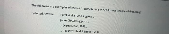 The following are examples of correct in-text | Chegg.com