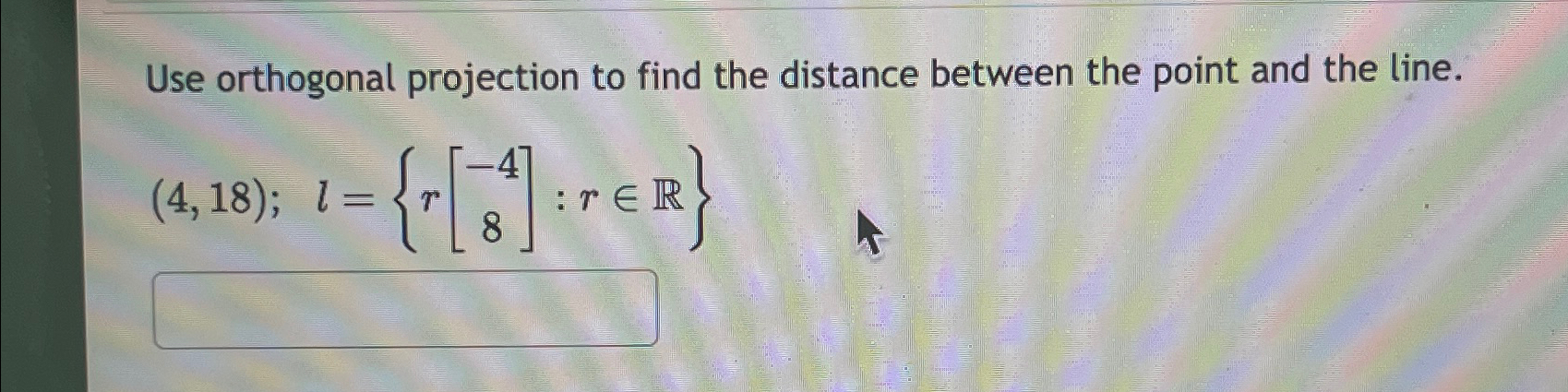 Solved Use orthogonal projection to find the distance | Chegg.com
