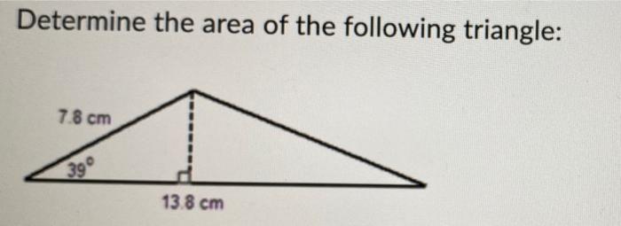 Solved Determine the area of the following triangle: | Chegg.com