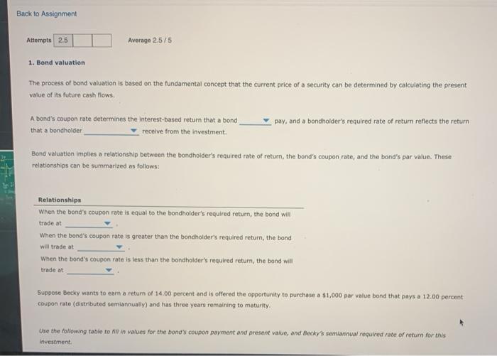 investment Variable Value Variable Name Coupon | Chegg.com