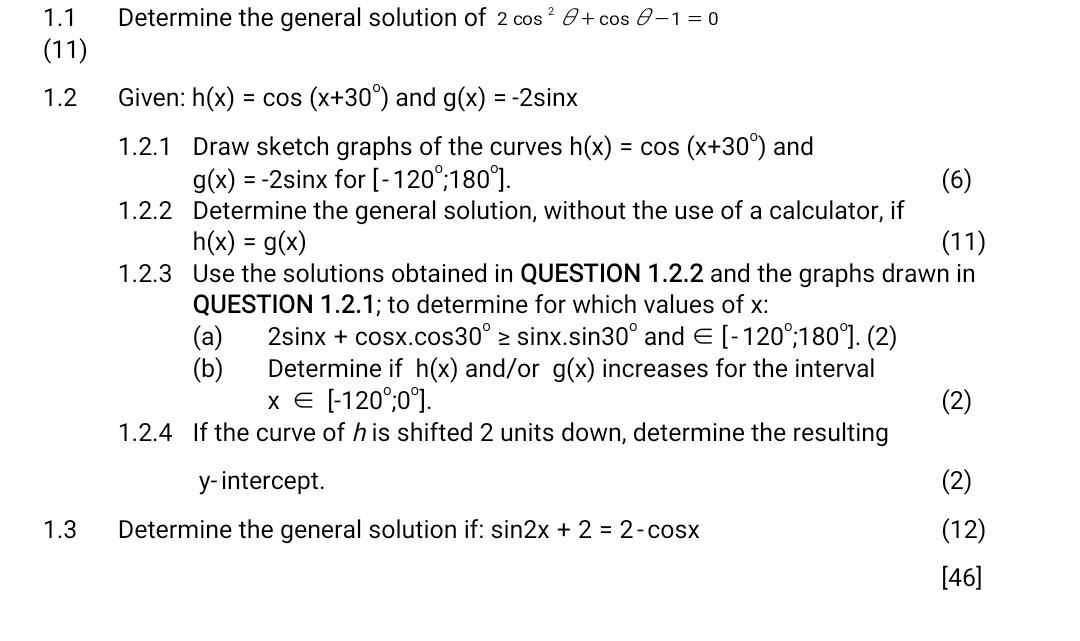 Solved 1.1 Determine the general solution of 2 cos? + cos | Chegg.com