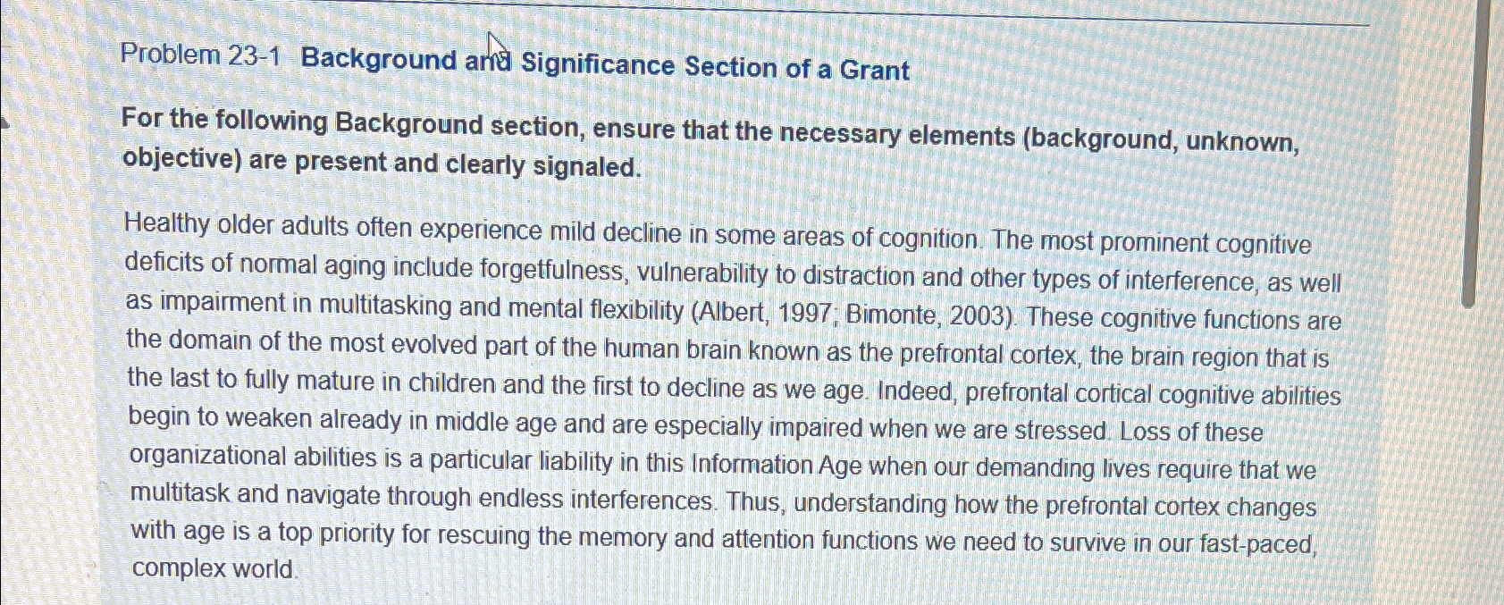 Solved Problem 23-1 ﻿Background and Significance Section of | Chegg.com