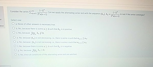 Solved Consider the series .=1 ne-2n2+1, if we apply the | Chegg.com