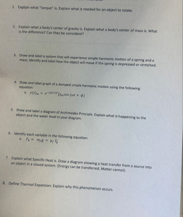 Solved Explain what "torque" is. ﻿Explain what is needed for | Chegg.com