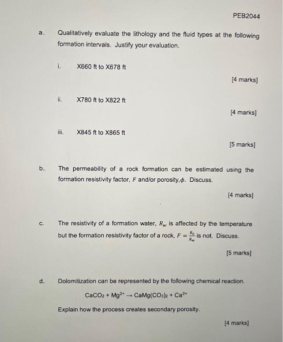 Solved 4. FIGURE Q4 shows the wireline log of Well-Y. The | Chegg.com