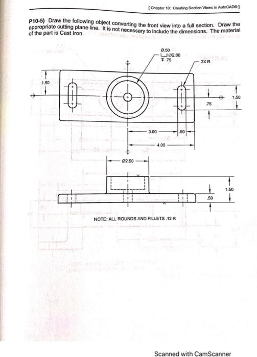 Solved P10-5) Draw the following object converting the front | Chegg.com