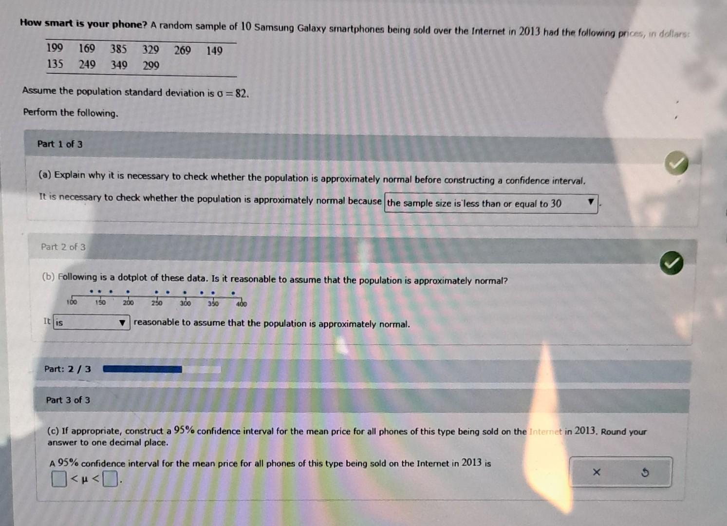 Solved Assume the population standard deviation is σ=82. | Chegg.com