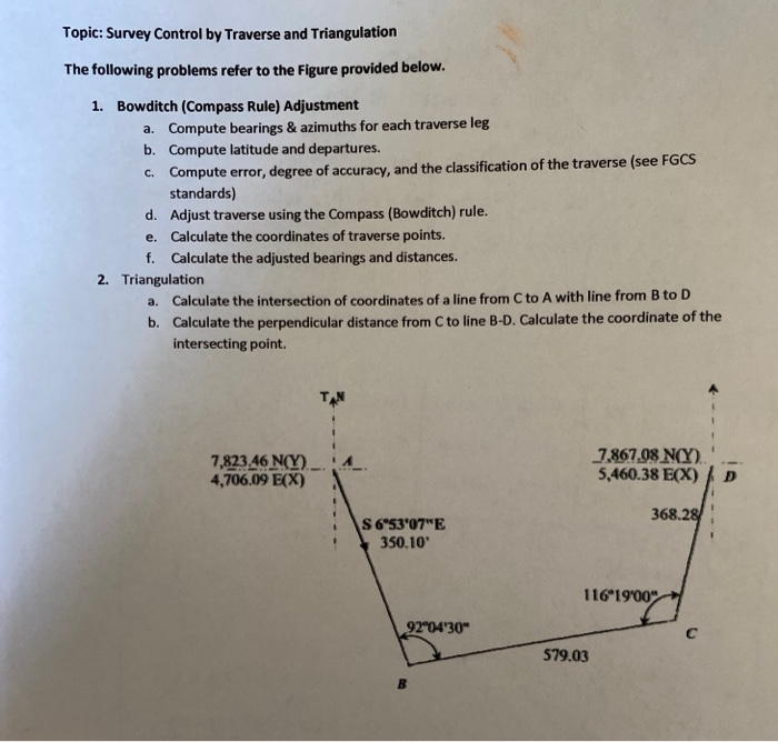 Solved Topic: Survey Control by Traverse and Triangulation | Chegg.com