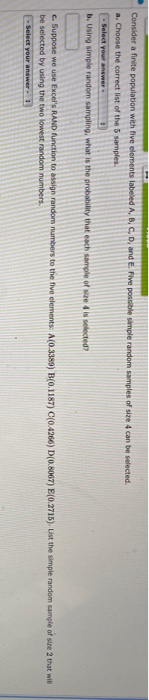 Solved Consider afinite population with five elements | Chegg.com