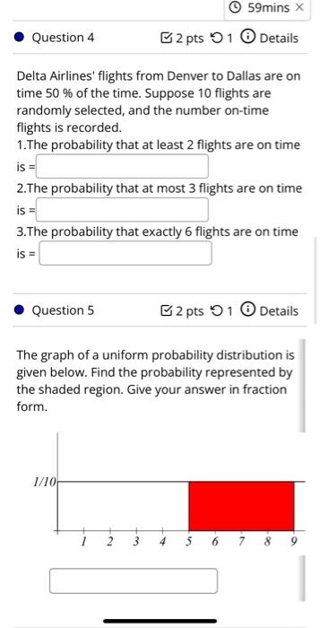 Solved Delta Airlines' flights from Denver to Dallas are on | Chegg.com