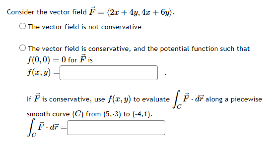 Solved Consider the vector field vec(F)=(:2x+4y,4x+6y:).The | Chegg.com