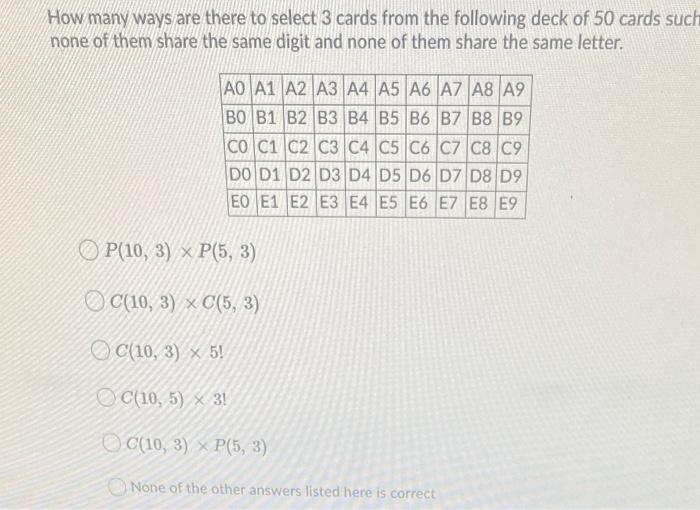 Solved How many ways are there to select 3 cards from the | Chegg.com