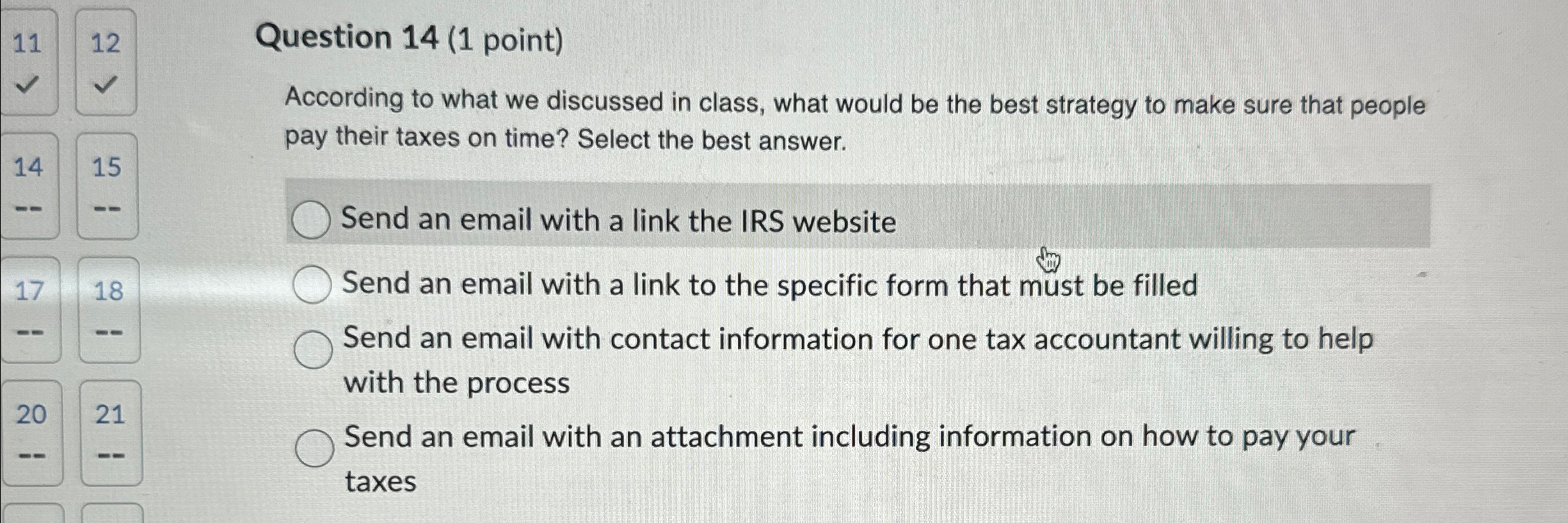 Solved Question 14 (1 point)According to what we discussed | Chegg.com Solved Question 14 (1 point)According to what we discussed | Chegg.com