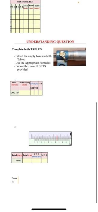 UNDERSTANDING QUESTION Complete both TABLES - Fill | Chegg.com