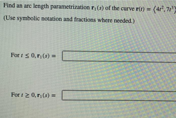 Solved Find an arc length parametrization rı(s) of the curve | Chegg.com