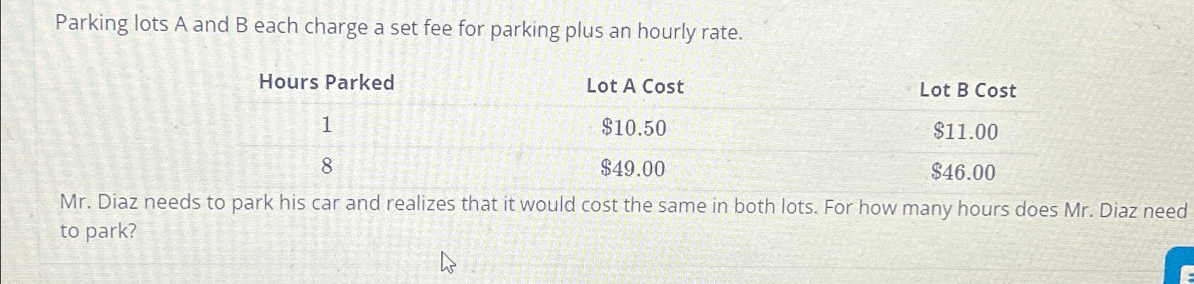 Solved Parking lots A and B ﻿each charge a set fee for | Chegg.com
