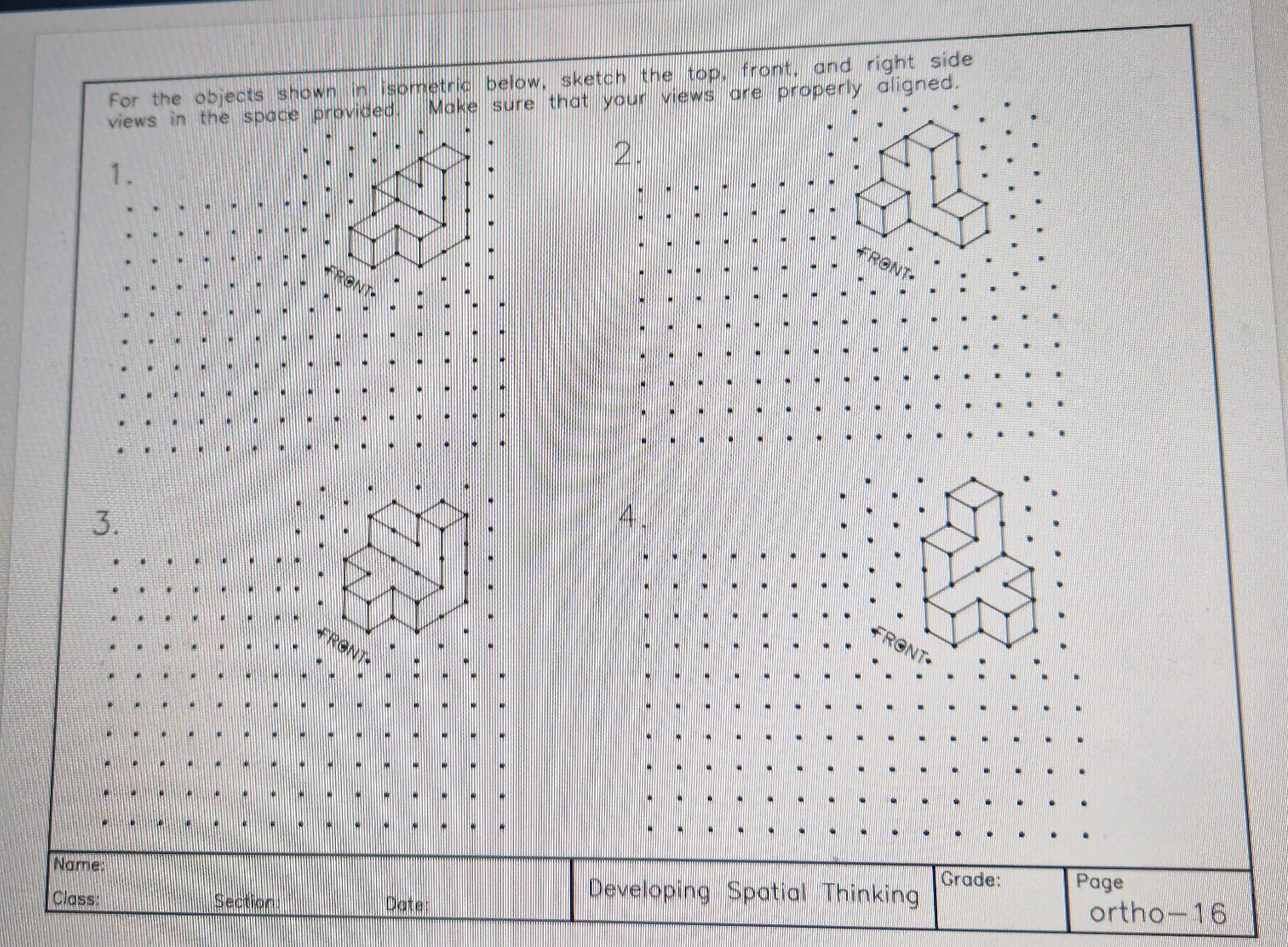 Solved For the objects shown in isometric below, sketch | Chegg.com