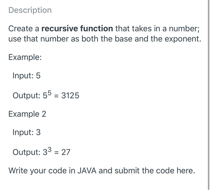 Solved Description Create a recursive function that takes in | Chegg.com