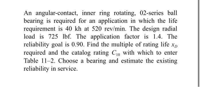 Solved An angular-contact, inner ring rotating, 02-series | Chegg.com