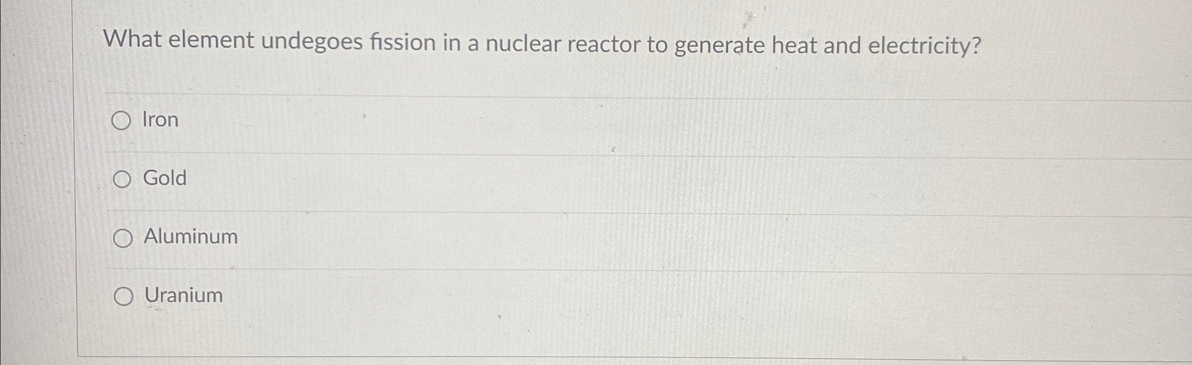 Solved What element undegoes fission in a nuclear reactor to | Chegg.com