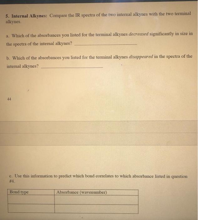 5. Internal Alkynes: Compare the IR spectra of the | Chegg.com