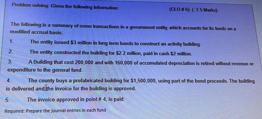 Solved Problem solving: Given the following information:(CLO | Chegg.com