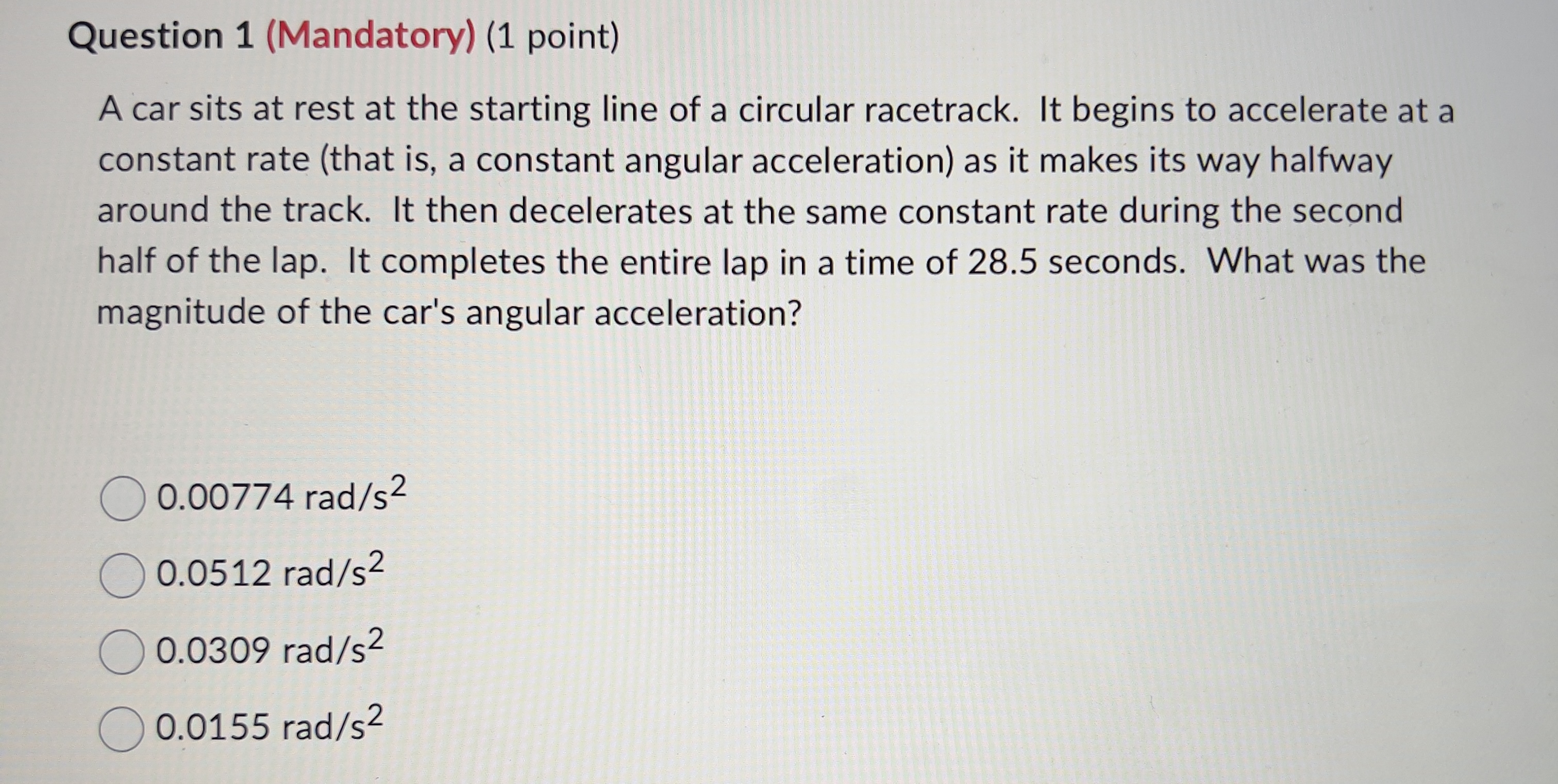 Solved Question 1 (Mandatory) (1 ﻿point) (ENTIRE QUESTION IN | Chegg.com