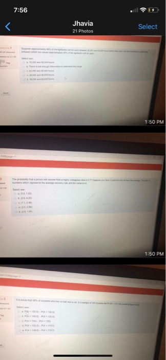 7:56 Jhavia 21 Photos Select 1:50 PM 1:50 PM PX100X | Chegg.com