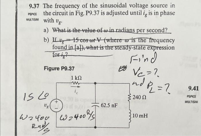Solved Find voltage across the capacitor and and power | Chegg.com