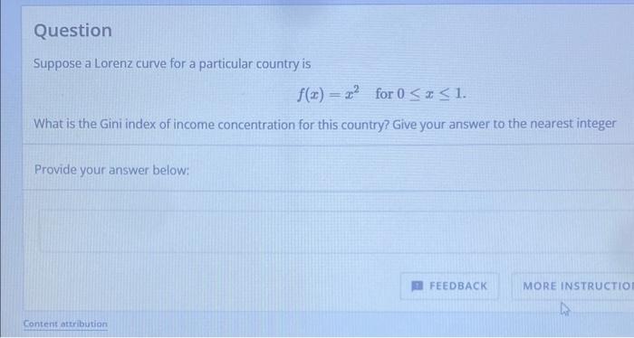 Solved Suppose a Lorenz curve for a particular country is | Chegg.com