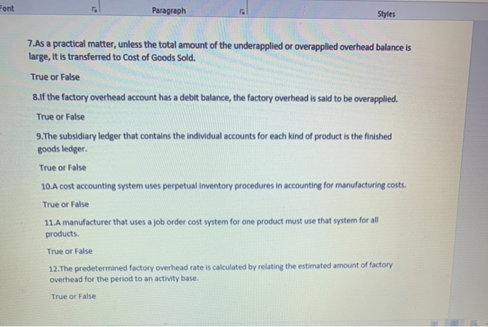 Solved Font Paragraph Styles 7.As a practical matter, unless | Chegg.com