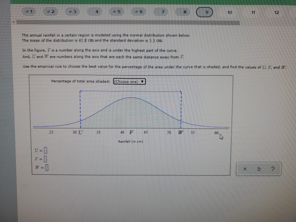 Solved 2 3 4 5 6 7 8 9 10 11 12 The annual rainfall in a | Chegg.com