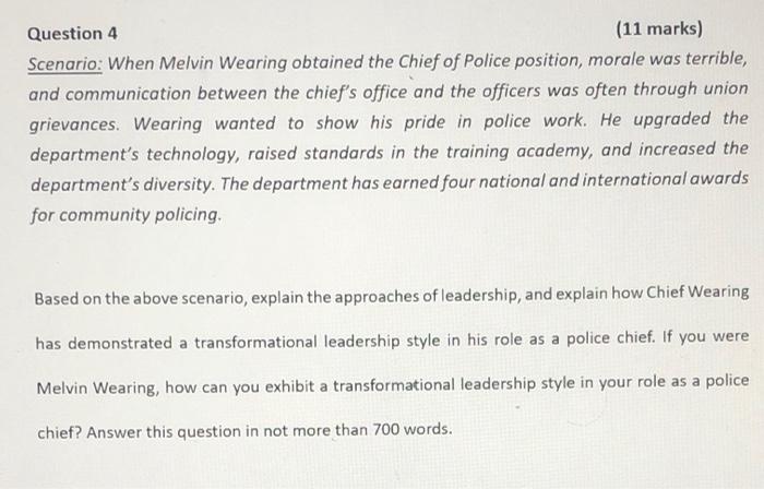 Solved Question 4 (11 marks) Scenario: When Melvin Wearing | Chegg.com