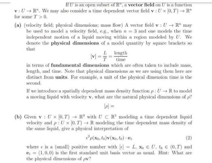 Solved If U is an open subset of Rn, a vector field on U is | Chegg.com