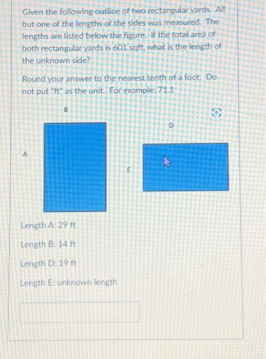 Solved Given the following outline of two rectangular yards. | Chegg.com