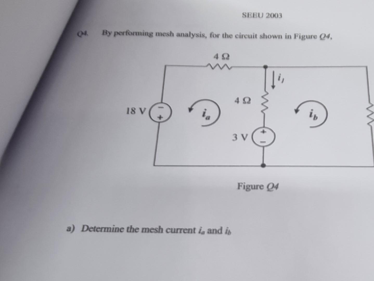 Q4. By performing mesh analysis, for the circuit | Chegg.com