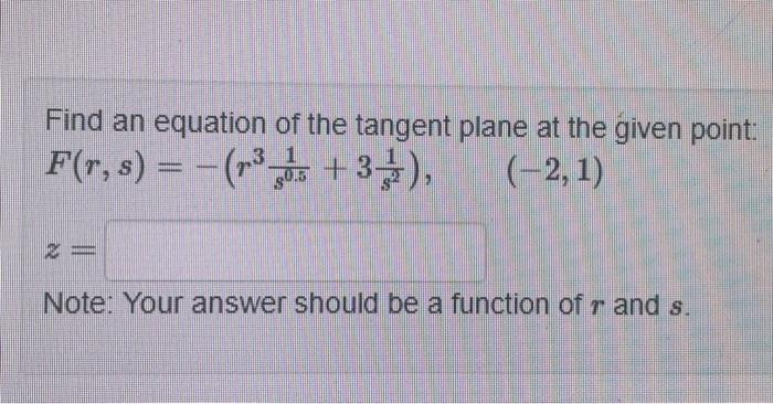 Solved Find an equation of the tangent plane at the given | Chegg.com