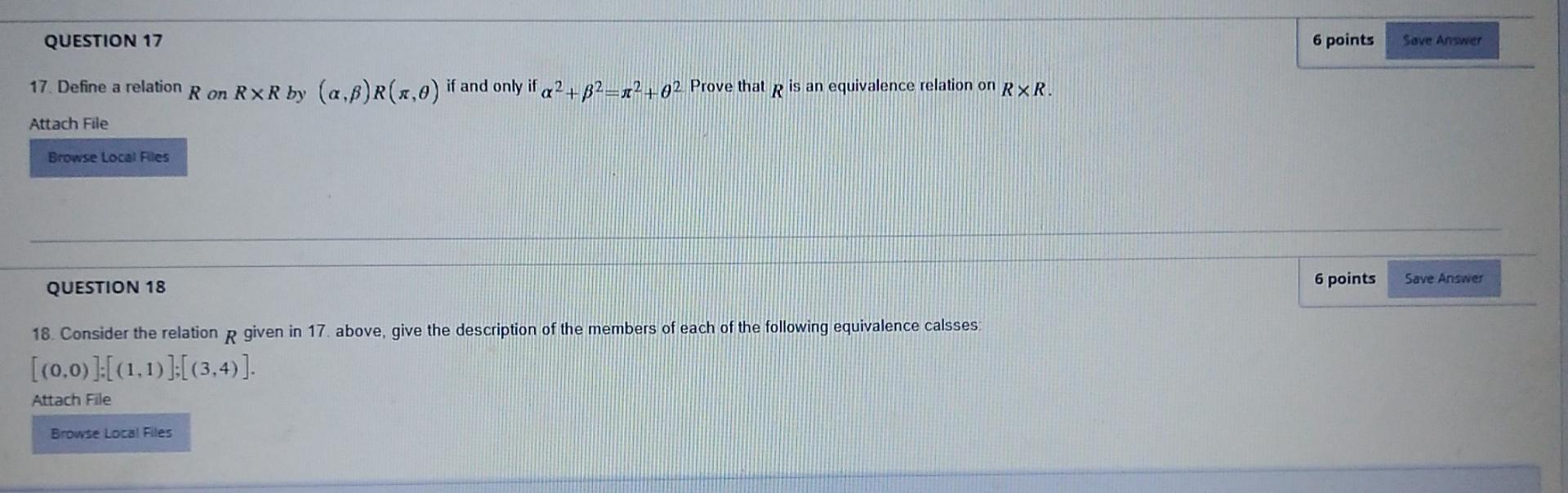 Solved QUESTION 17 17. Define a relation R on RxR by (a,p) | Chegg.com