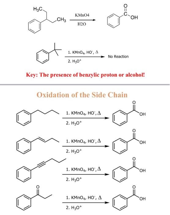 Solved H2O KMnO 1. KMnO4,HO−,Δ 2. H3O+ No Reaction Key: | Chegg.com